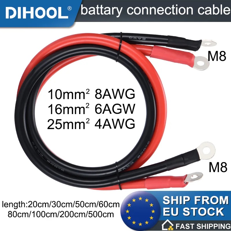 Cavo-Inverter-batteria-8-6-4-2-AWG-filo-di-rame-multifilo-con-terminale ...