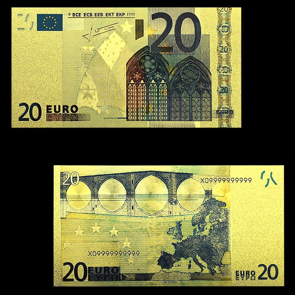 Billets de Banque Européens en Feuille d'Or, Faux Argent de 20 Euro ...