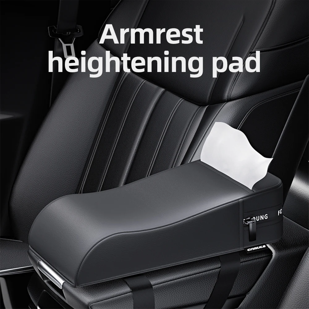 Car-Armrest-Heightening-Pad-With-Tissue-Box-Widen-Leather-Armrest ...