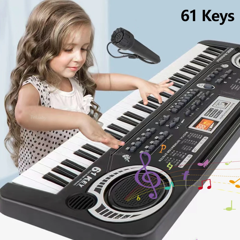 Teclado de Piano Electrónico para niños, 61 teclas, órgano con ...