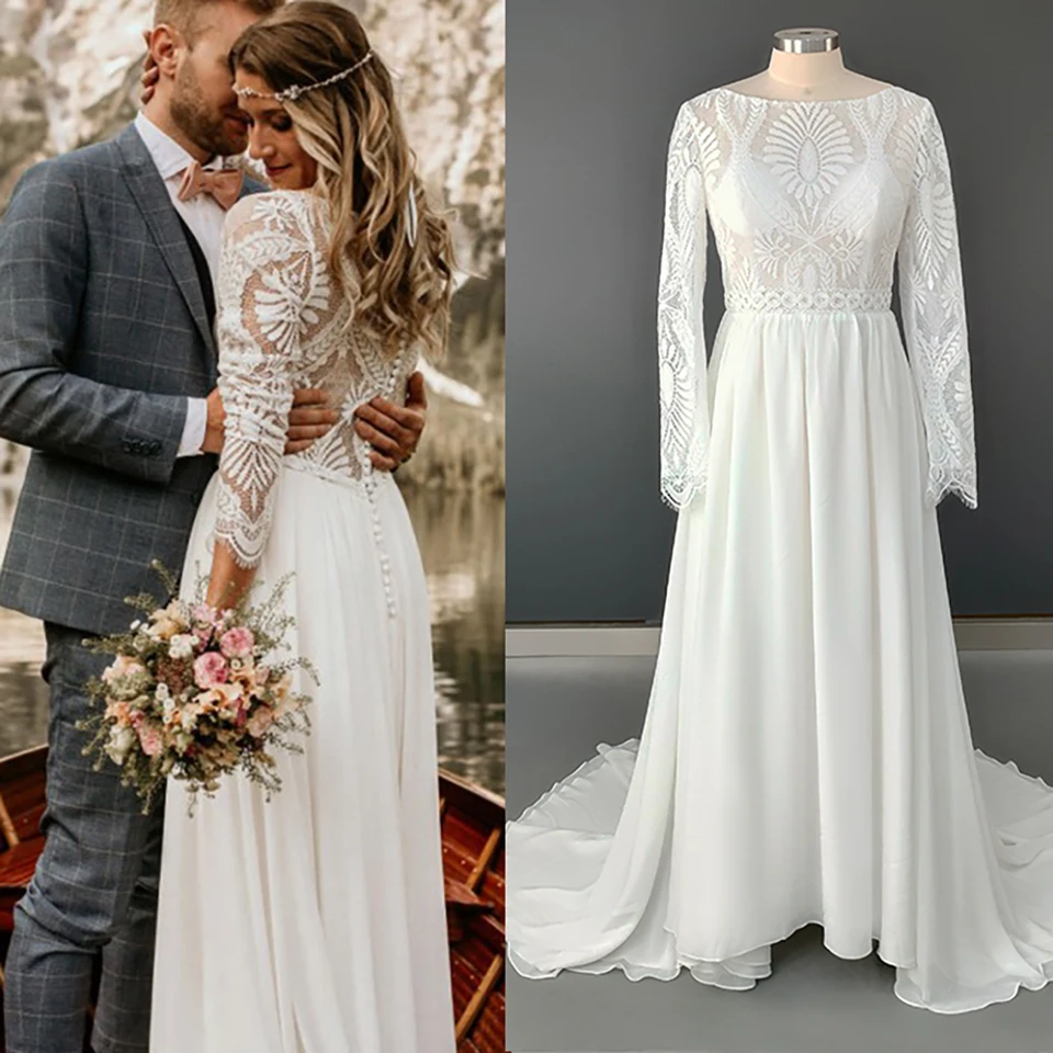Simple Modest Lace Wedding Dresses