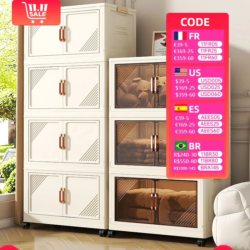 Installation-free-Folding-Storage-Box-Living-Room-Storage-Cabinet-Snack ...