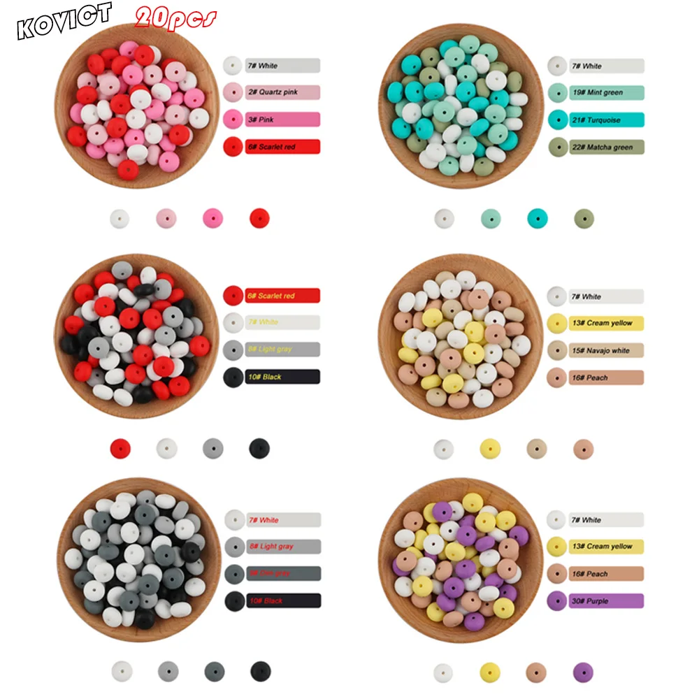 20Pcs/Lot Silicone Abacus Beads 14MM Loose Silicone Teething Beads ...