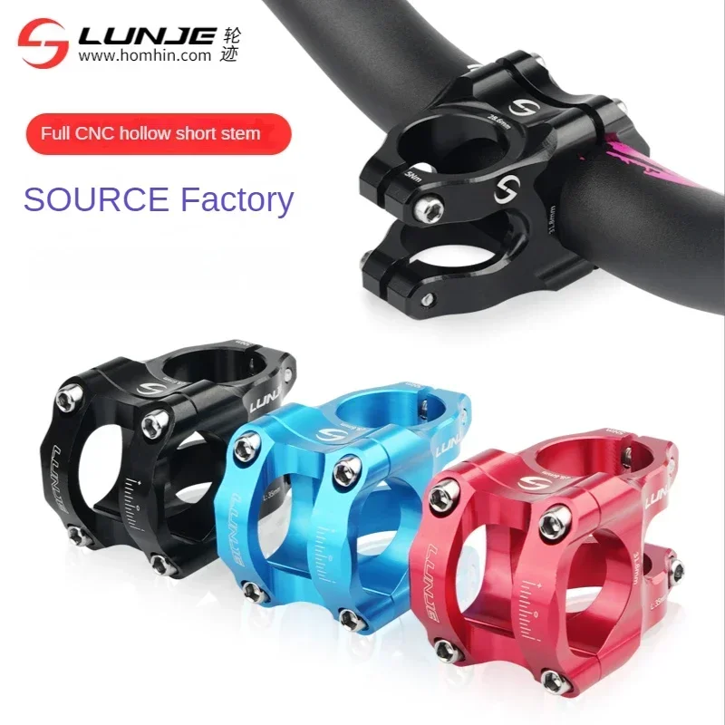 LUNJE 35mm MTB Bike Stem Short Handlebar Rods Aluminum Alloy Handlebar ...