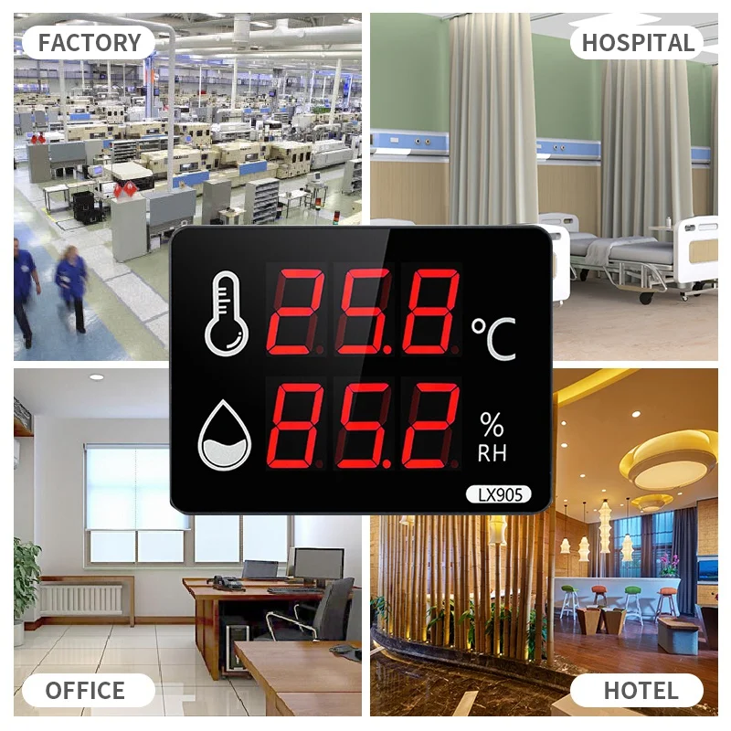 LED Thermometer Digital thermometer Hygrometer Industrial with ...