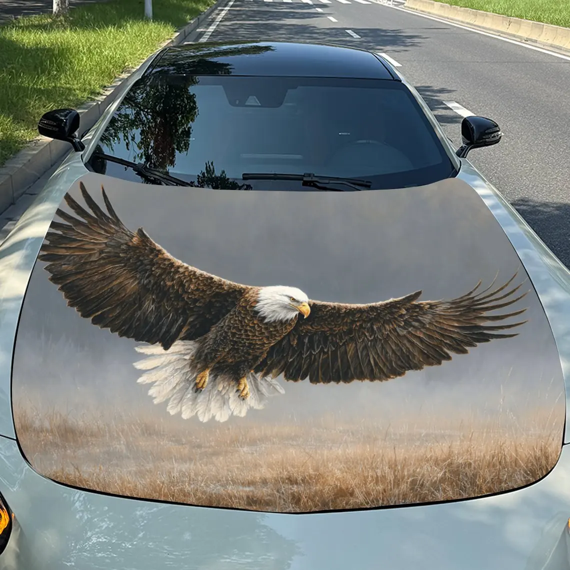 Car Decals Bald Eagle in Flight Car Hood Sticker, Waterproof Self ...