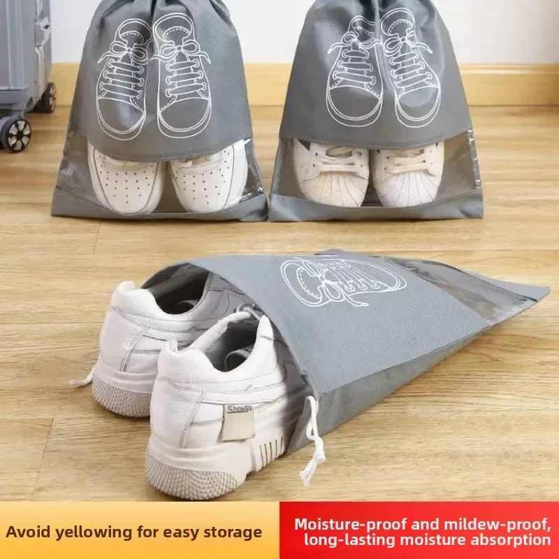 5PCS Non-Woven Shoe Bags Anti-Yellowing Moisture Proof Drawstring Dust ...