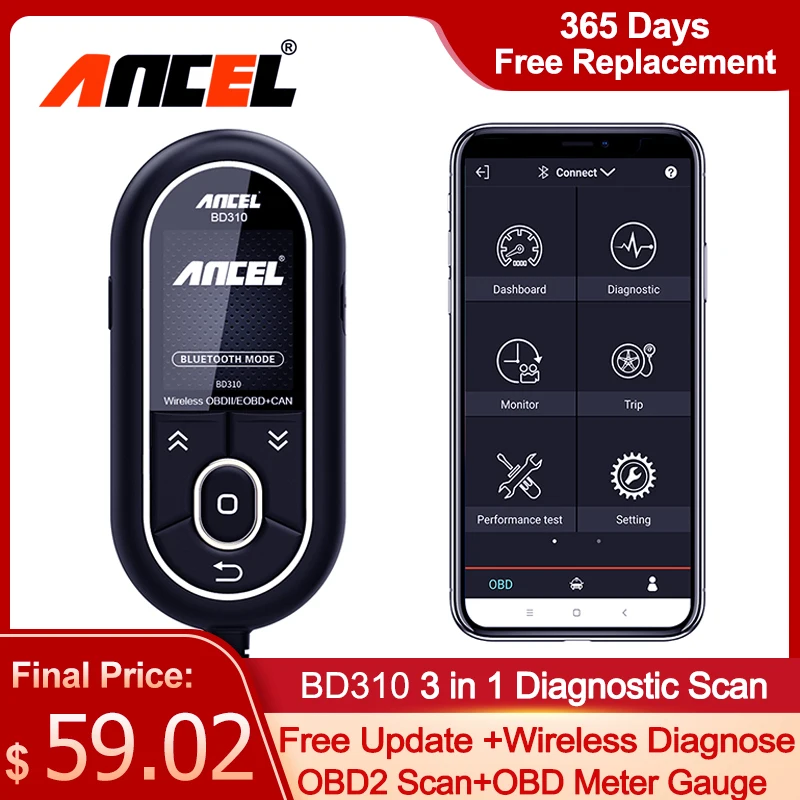 ANCEL BD310 OBD2 Scanner Scan Professional 3in1 On-Board Computer For ...