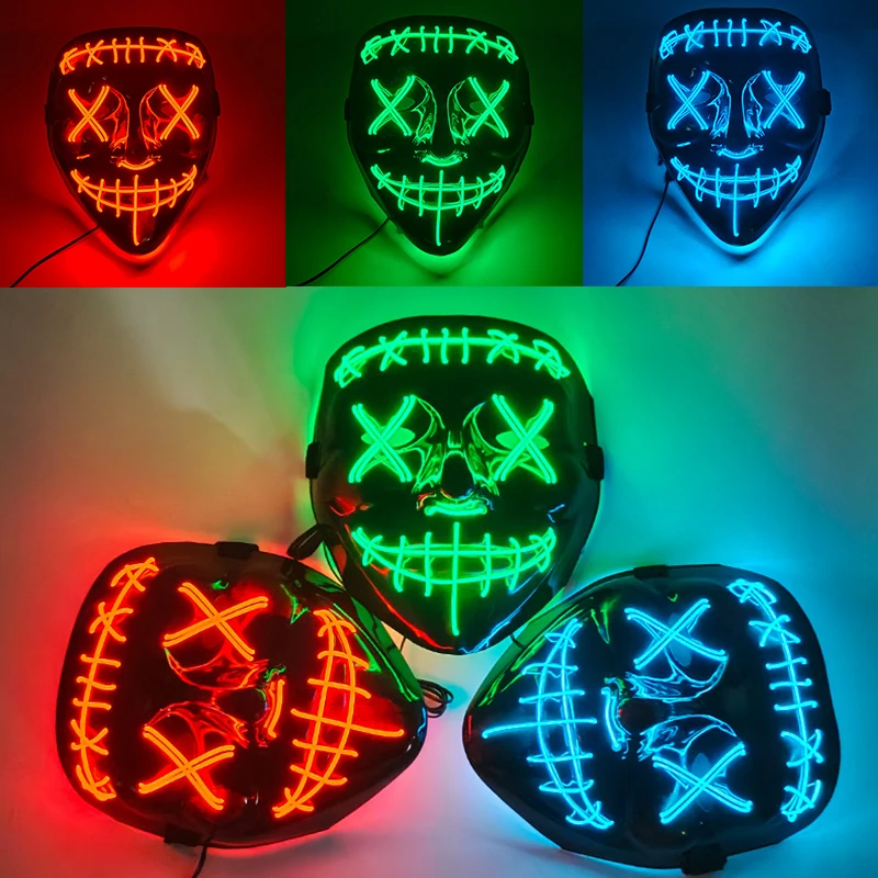 LED-Luminous-Mask-Halloween-Costumes-Props-EL-Glowing-Mask-Makeup-Prom ...