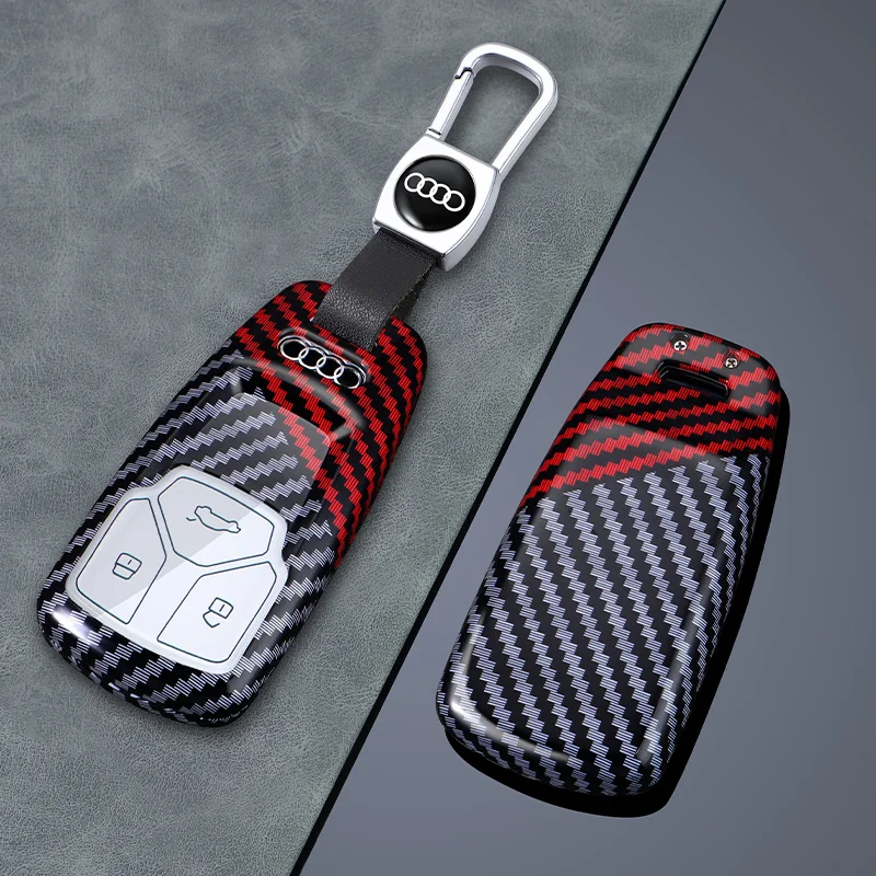 Car-Carbon-Fiber-Double-Splicing-Key-Shell-Key-Bag-Cover-Key-Rings-For ...