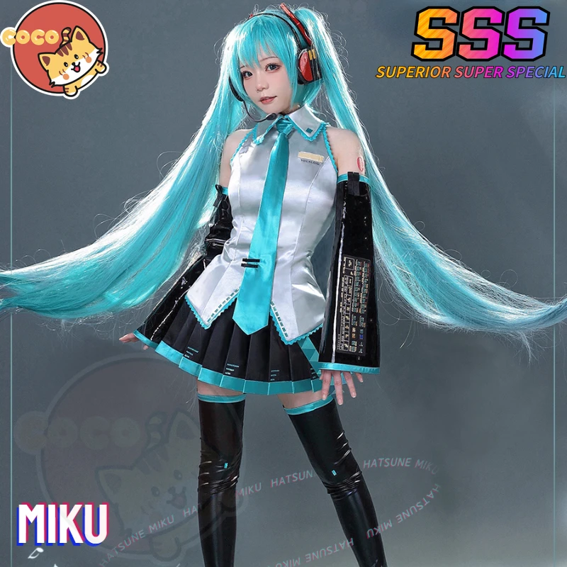 Cocos-sss VOCALOID Miku Cosplay disfraz VOCALOID Cos Miku Cosplay Miku V2 disfraz y peluca Cosplay