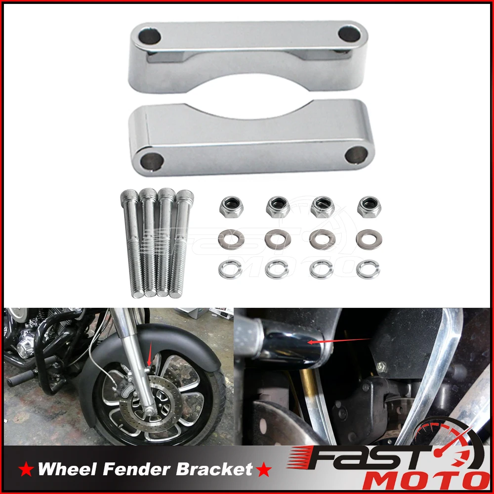 Chrome-Motorcycle-Front-Fender-Spacer-21-For-Harley-Touring-FLT-Trike ...