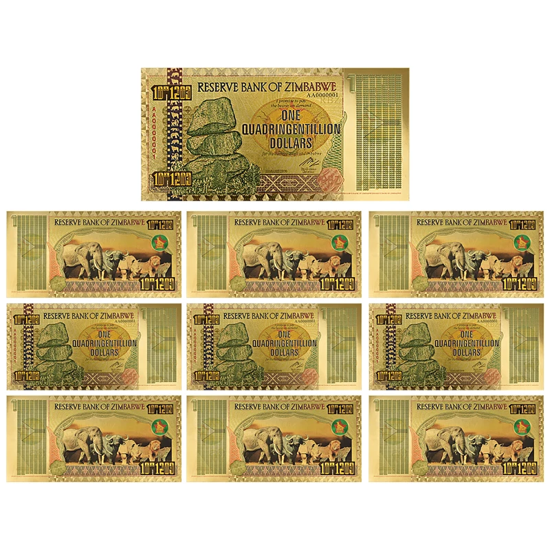 10Pcs-set-Zimbabwe-One-Quadringentillion-Dollars-Gold-Foil ...