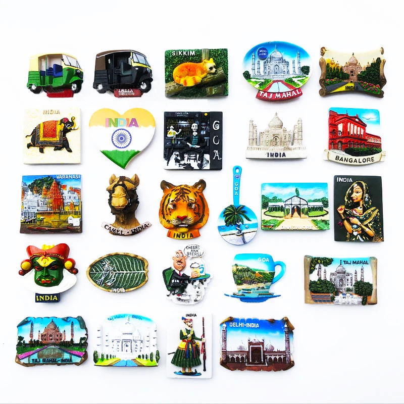 India Creative Resin Fridge Magnets Tourist Souvenir Magnetic Magnets ...