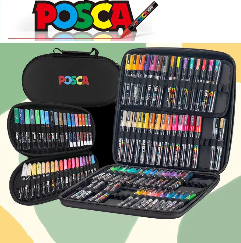 Uni-POSCA-Marker-Storage-Bag-Set-PC-1M-3M-5M-Full-Acrylic-Marker-Pens ...