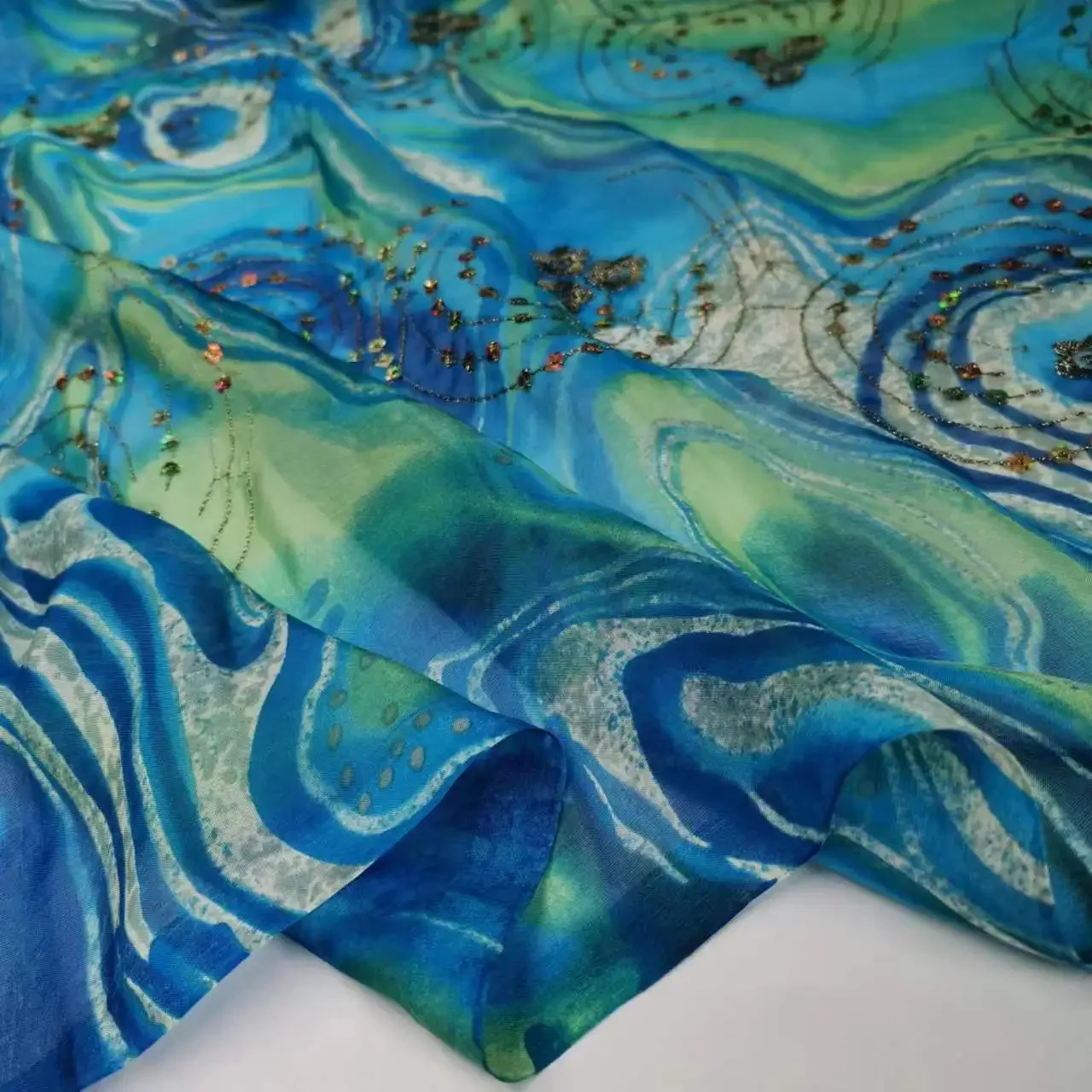 Embroidery-100-Silk-Sequins-Fabric-Bling-Saree-Georgette-Dress-Sudan ...