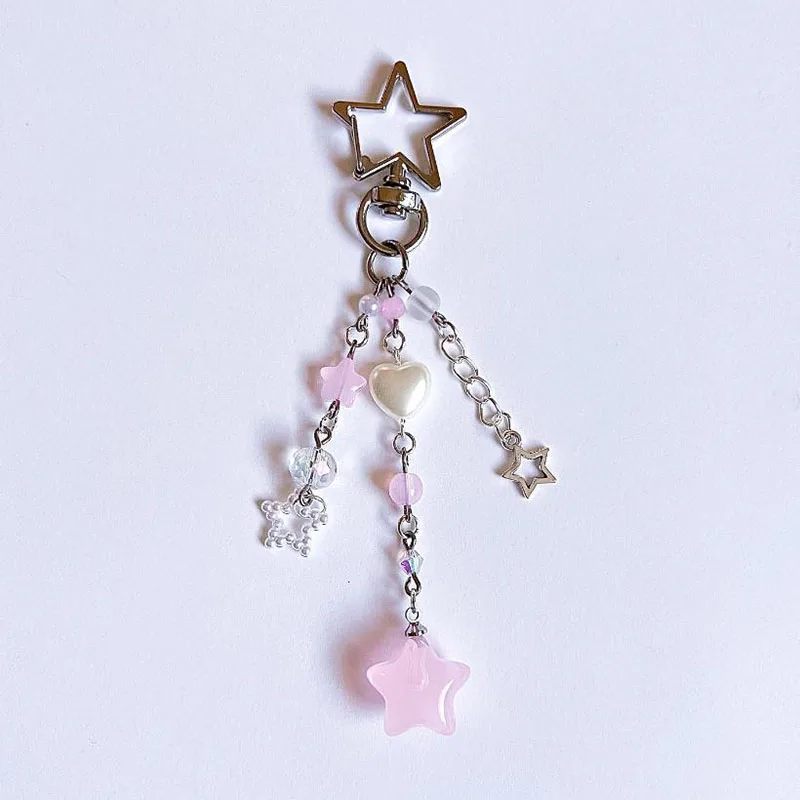 Star-key-chain-pink-love-beaded-key-chain-handmade-key-chains-for-women ...