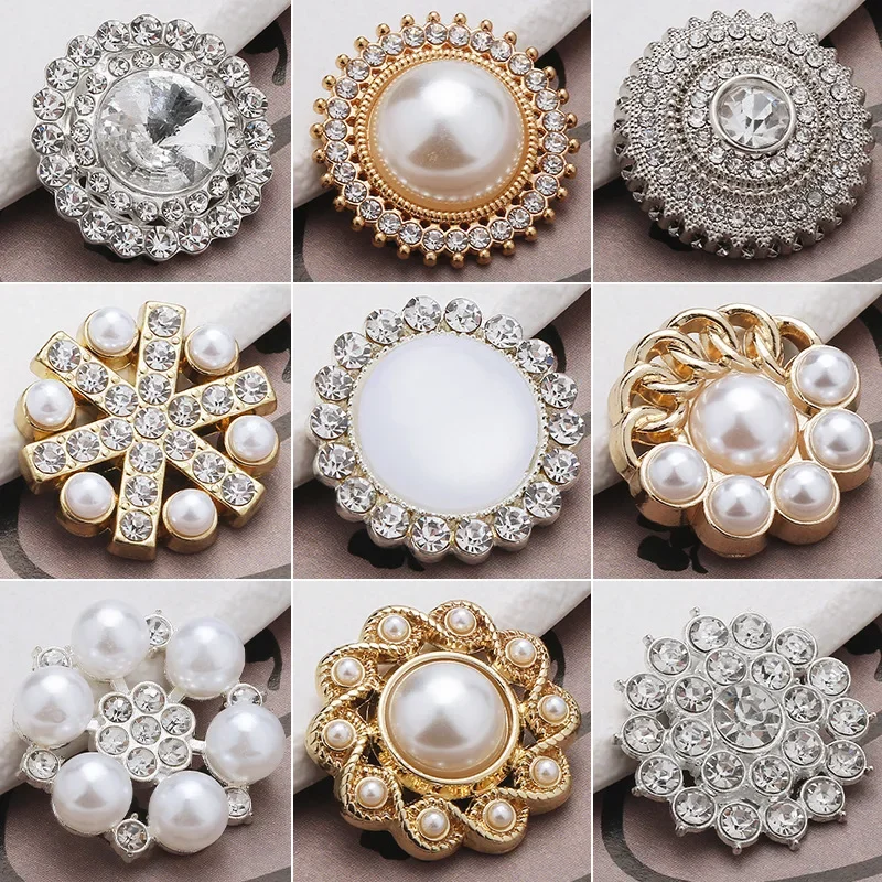 20-25mm-Vintage-Pearl-Buttons-Luxury-Metal-Rhinestone-Button-for ...