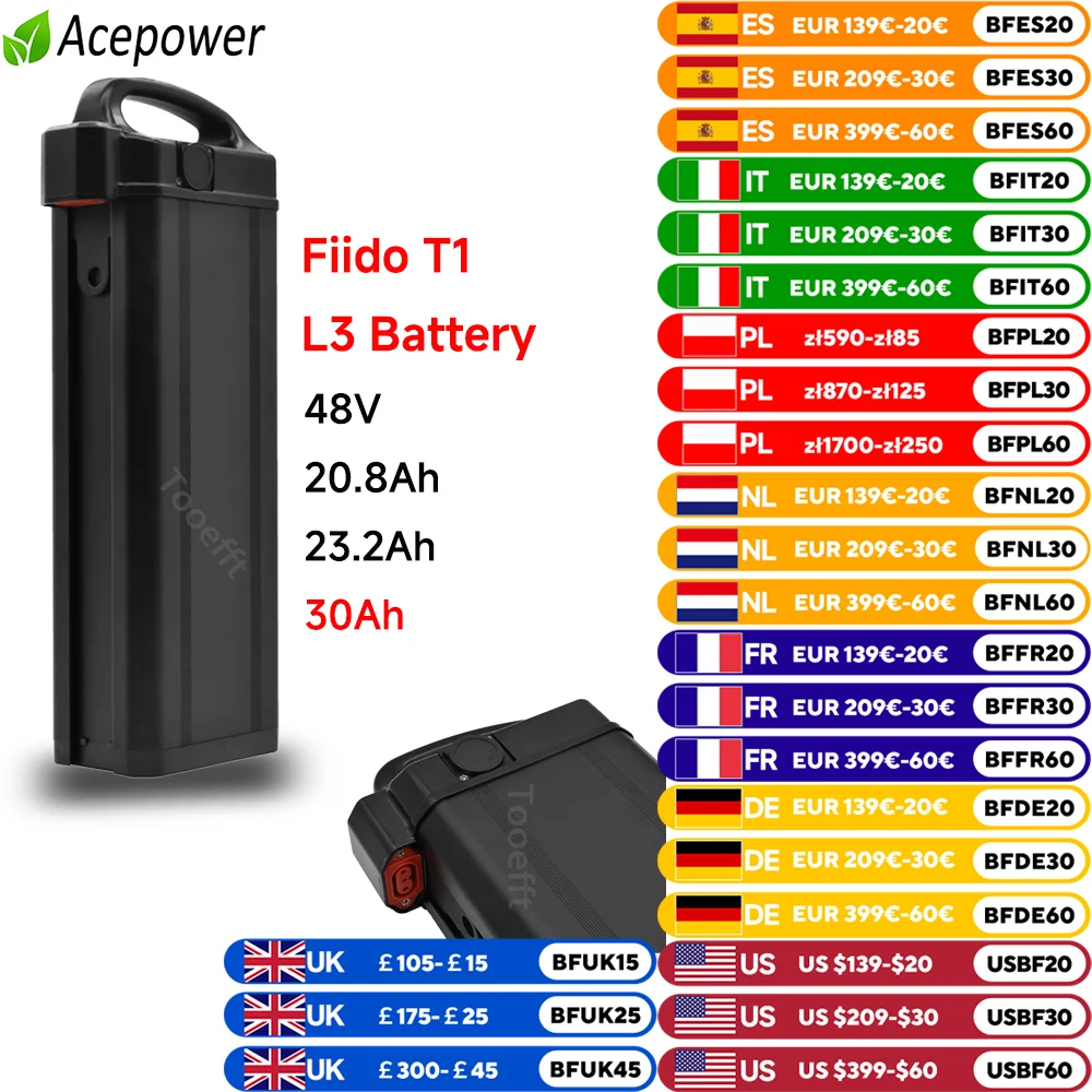 48V-20Ah-20-8Ah-23-2Ah-30Ah-Electric-Bicycle-Battery-for-Fiido-T1-FIIDO ...
