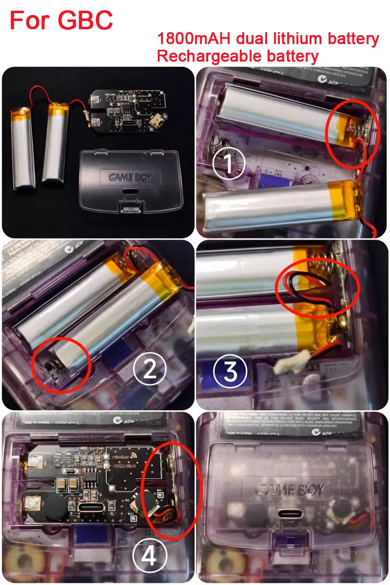 Rechargeable-lithium-battery-module-1800mAH-lithium-battery-for-GBC-can ...