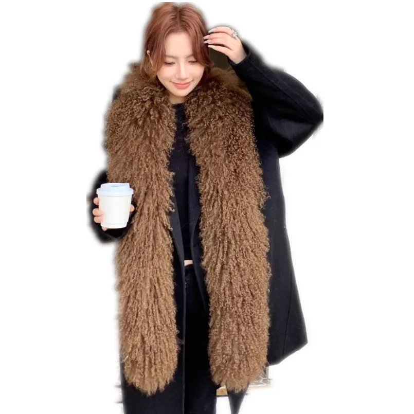 Natural-Long-Mongolian-Lamb-Fur-Scarves-Women-Winter-Thick-Warm-Real ...
