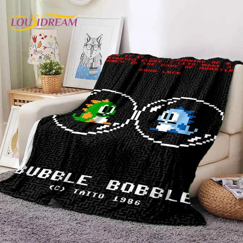Cartoon Bubble Bobble Puzzle Bobble Retro Game Soft Flannel Blanket for ...