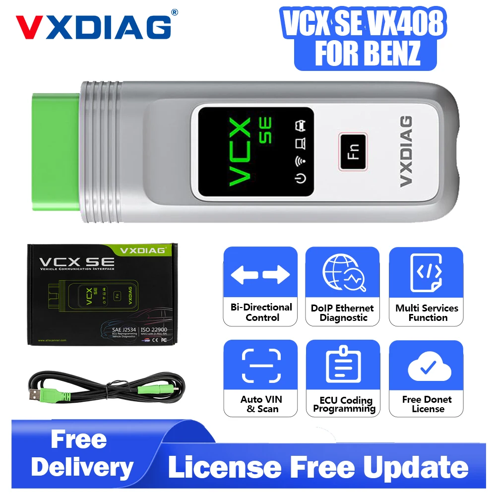 VXDIAG VCX SE VX408 for Mercedes Benz Car OBD2 Diagnostic Scanner C6 ...
