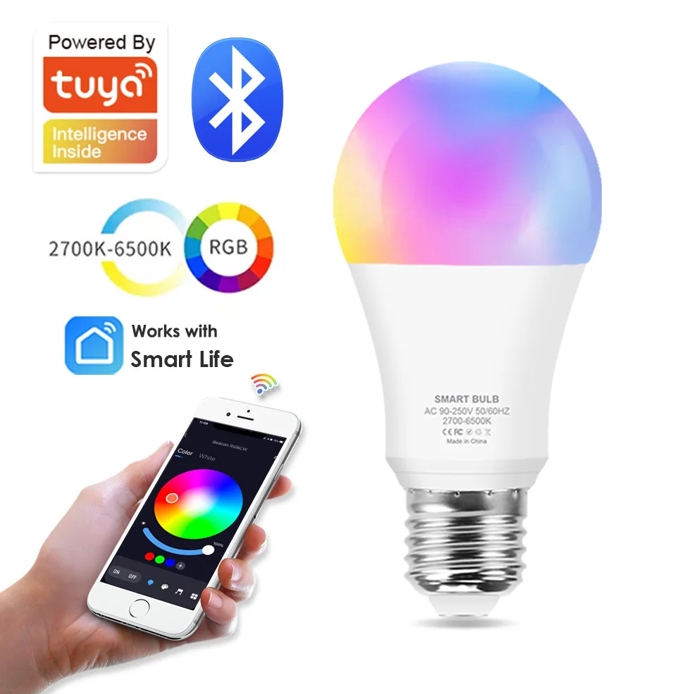Bluetooth E27 Led Smart Bulb Tuya Smart RGB Lamp Ampoule Led Lights ...