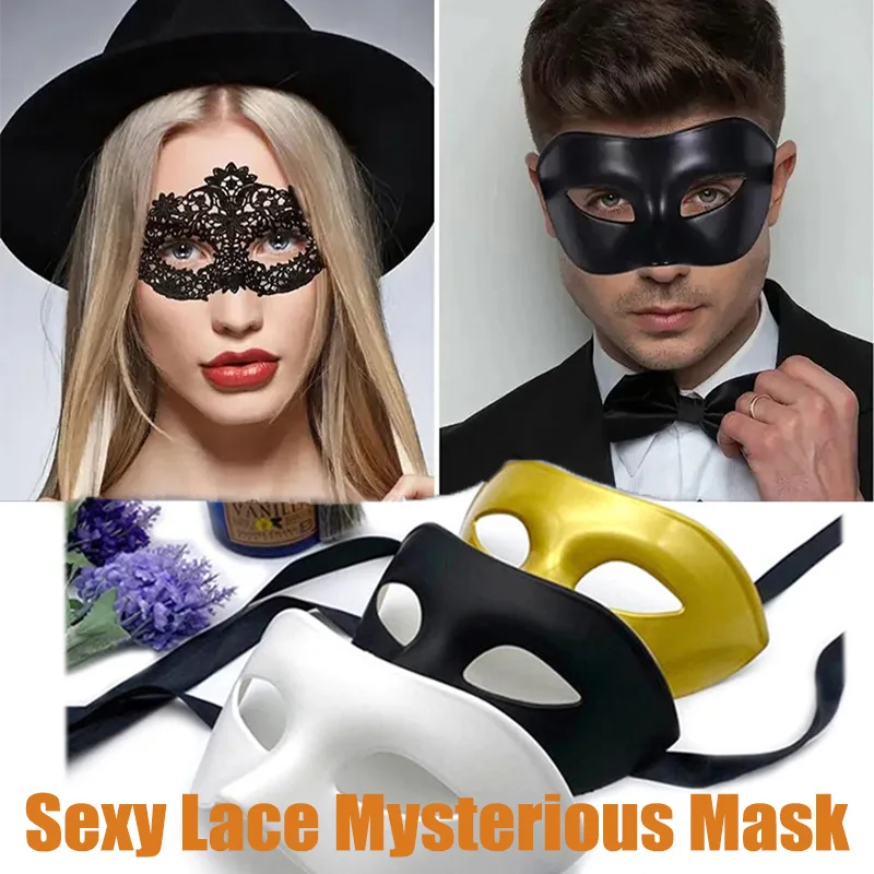 Conjunto de máscara de mascarada de encaje negro para mujer, elegante y ...