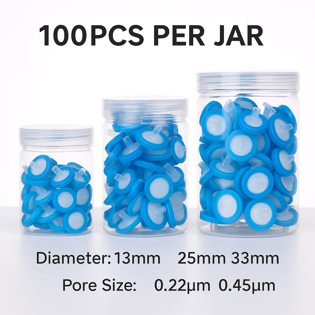 PES PVDF PTFE Nylon MCE PP GF Syringe Filter 13 25 33mm 0.22 um 0.45 um ...