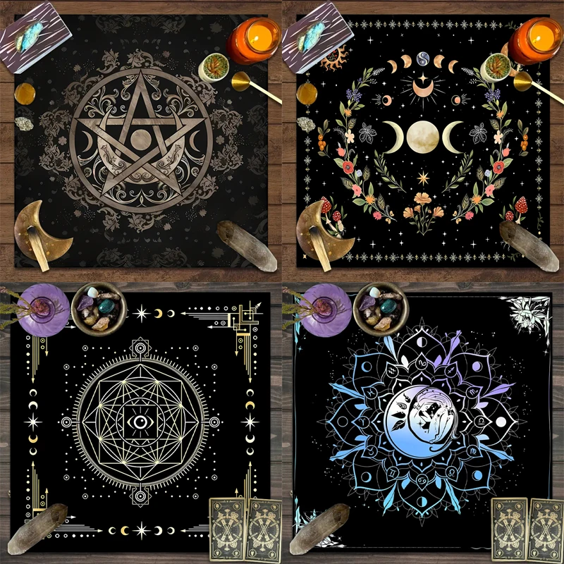 1pc-Tarot-tablecloth-altar-cloth-moon-phase-sun-starry-sky-flowers ...