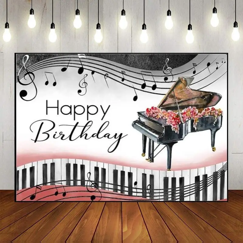 Pianist-Party-Backdrop-Piano-Musical-Notes-Theme-Newborn-Photography ...