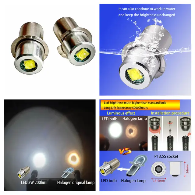 Maglite Torch Upgrade Bulb P13.5S PR2 LED Bulb For Maglite Flashlight ...
