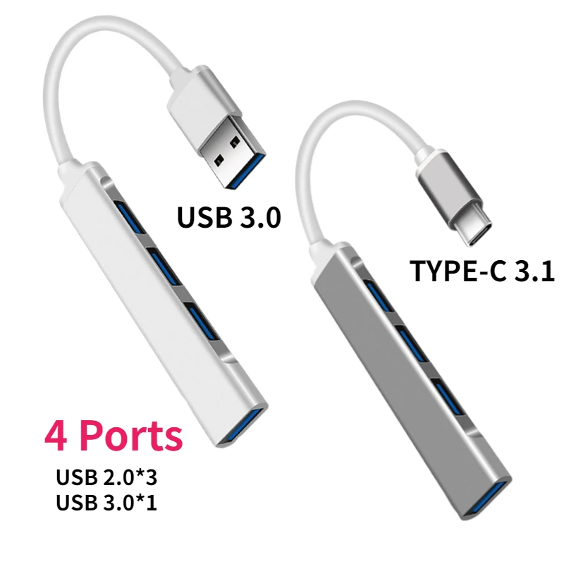 USB 3.0 2.0 TYPE C 3.1, 4 포트 USB 허브, 멀티 OTG, 고속 5Gbps, 맥북 PC 컴퓨터 휴대폰 모바일 U 디스크 마우스 키보드용 ...