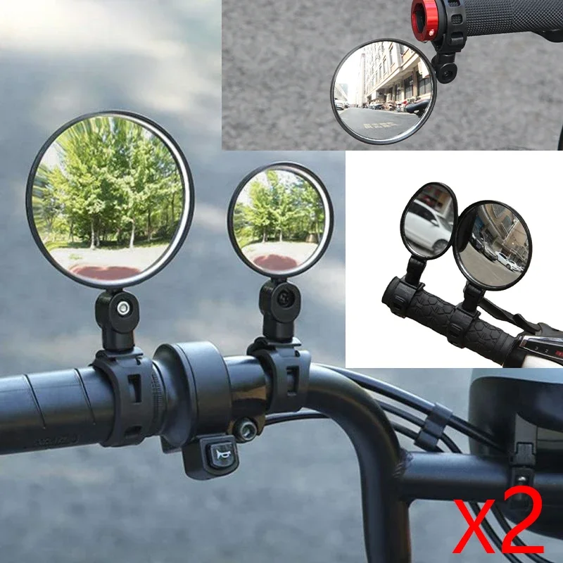 2pcs Bicycle Rearview Mirror Adjustable Rotate Auxiliary Handlebar ...