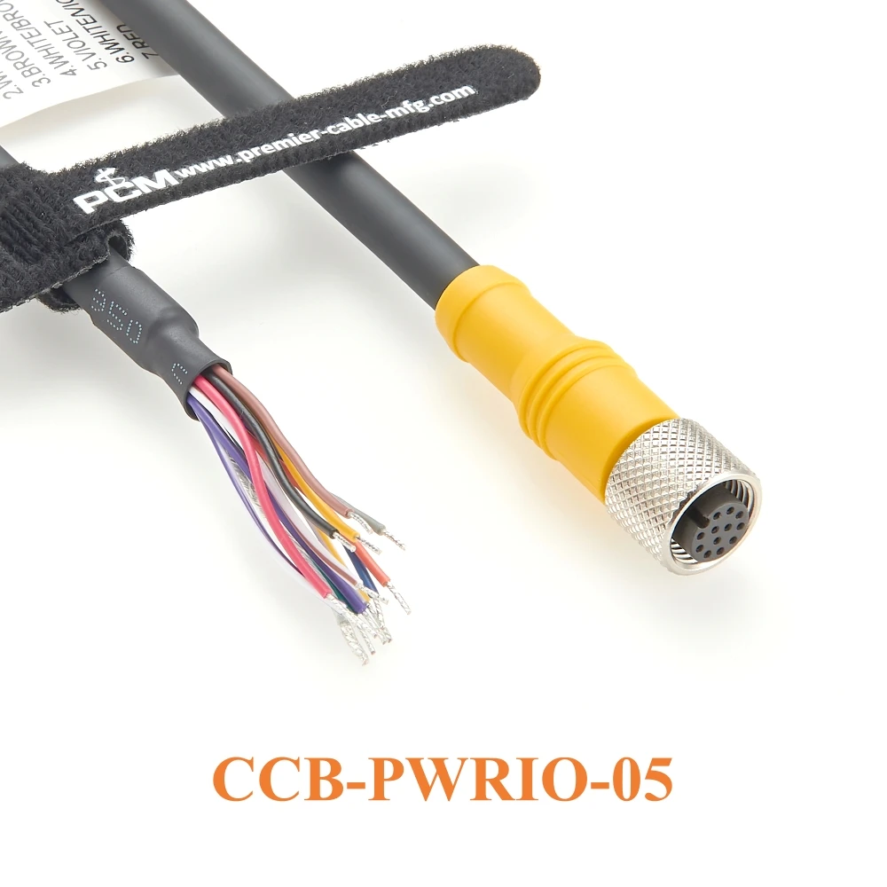 M12 12Pin أنثى إلى كابل الرصاص الطائر M12 A رمز GPIO الطاقة I/O الزناد ...