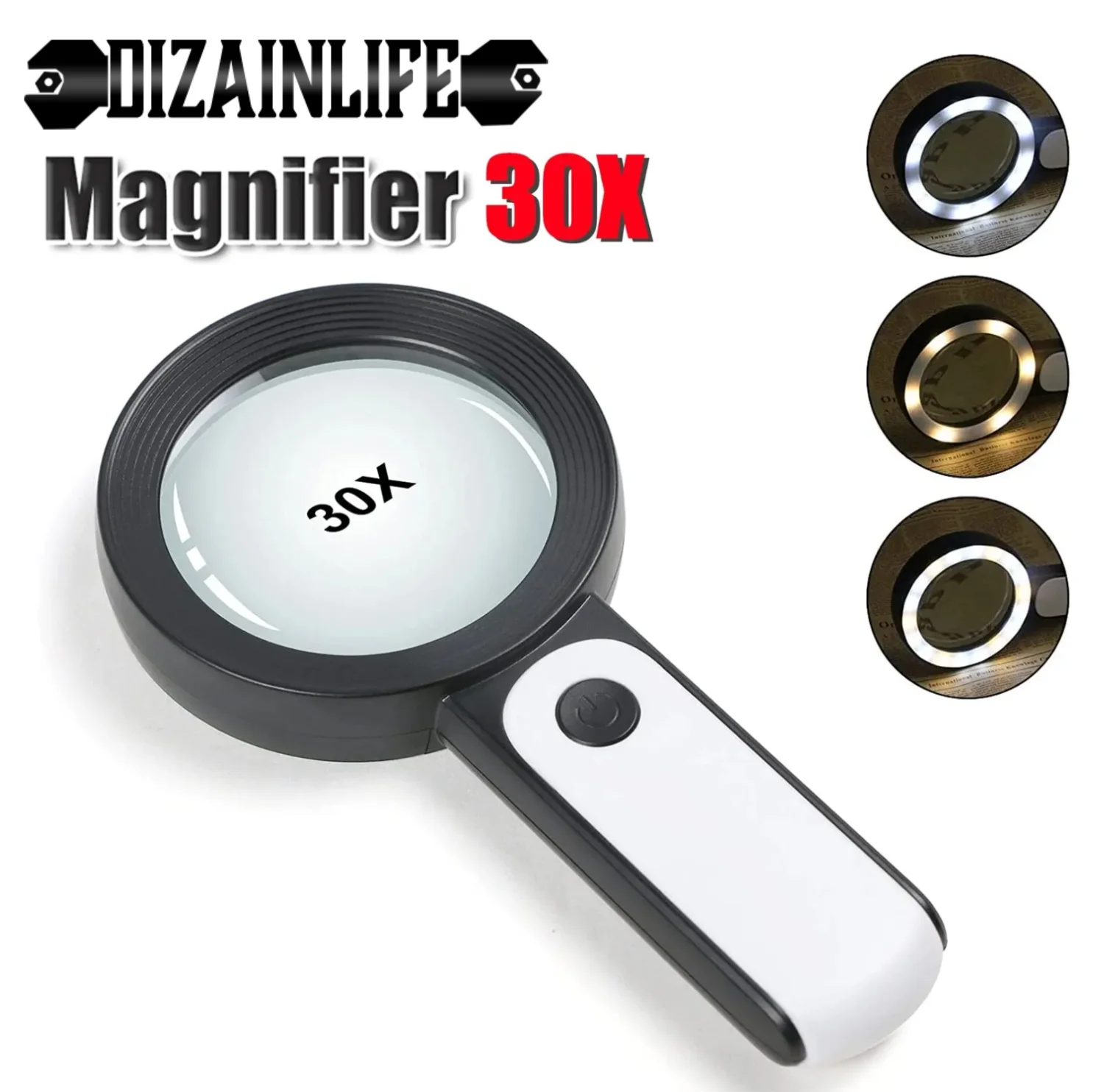 Magnifying-Glass-18-LED-Lights-30X-Double-Glass-3-Modes-High-Power-Lens ...