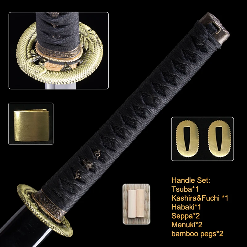 Japanese-Samurai-Sword-Tsuka-For-Katana-Wakizashi-Handle-Set-Tsuba ...