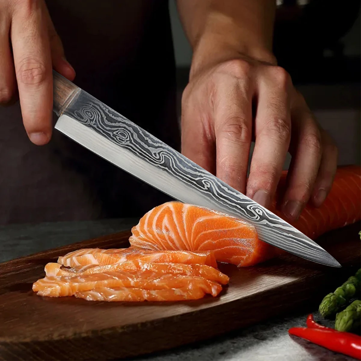 Laser Damascus Sashimi Knife - Easy Fishing Tackle