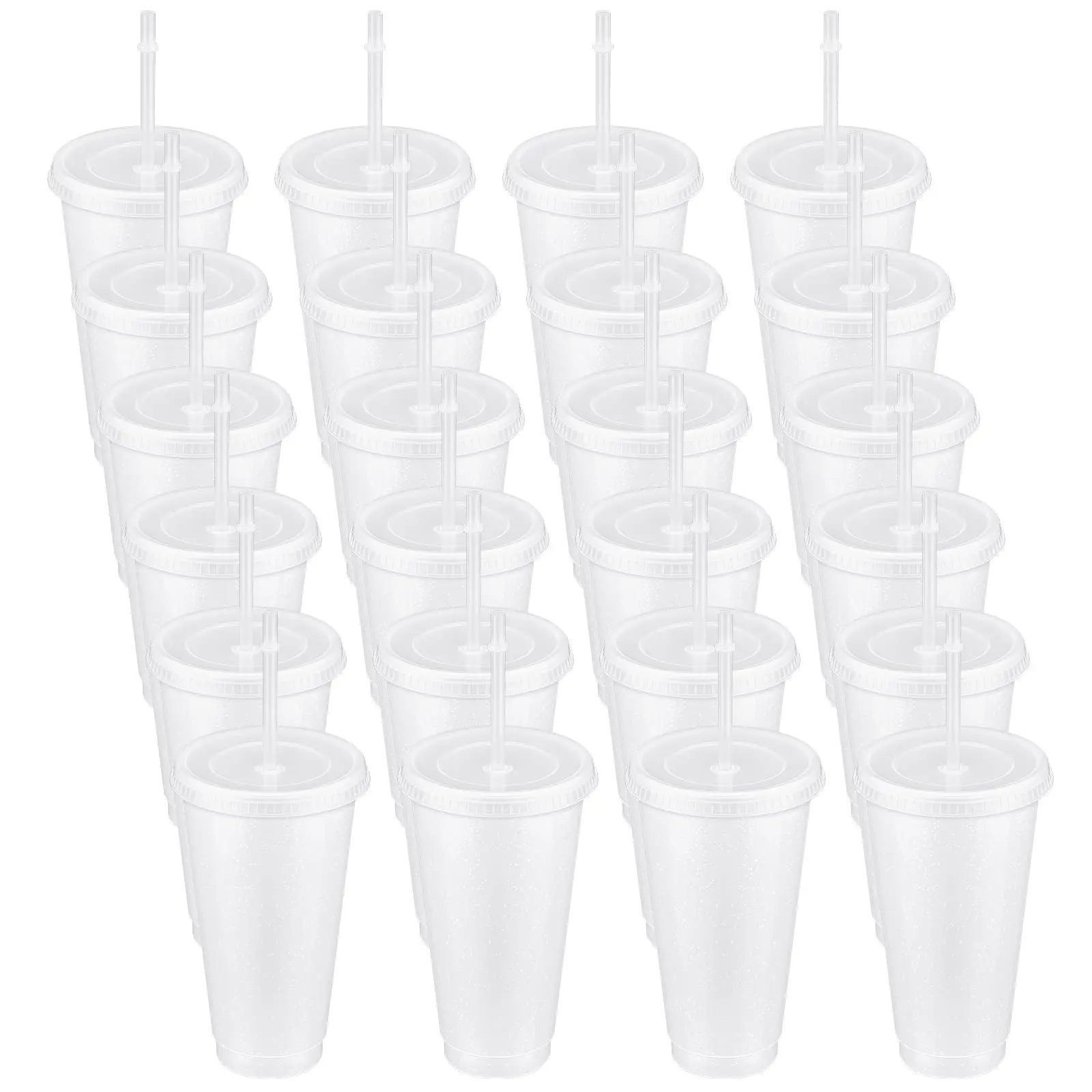 5PCS-Straw-Coffee-Cup-Plastic-Tumbler-with-Straw-and-Lid-Reusable-Water ...