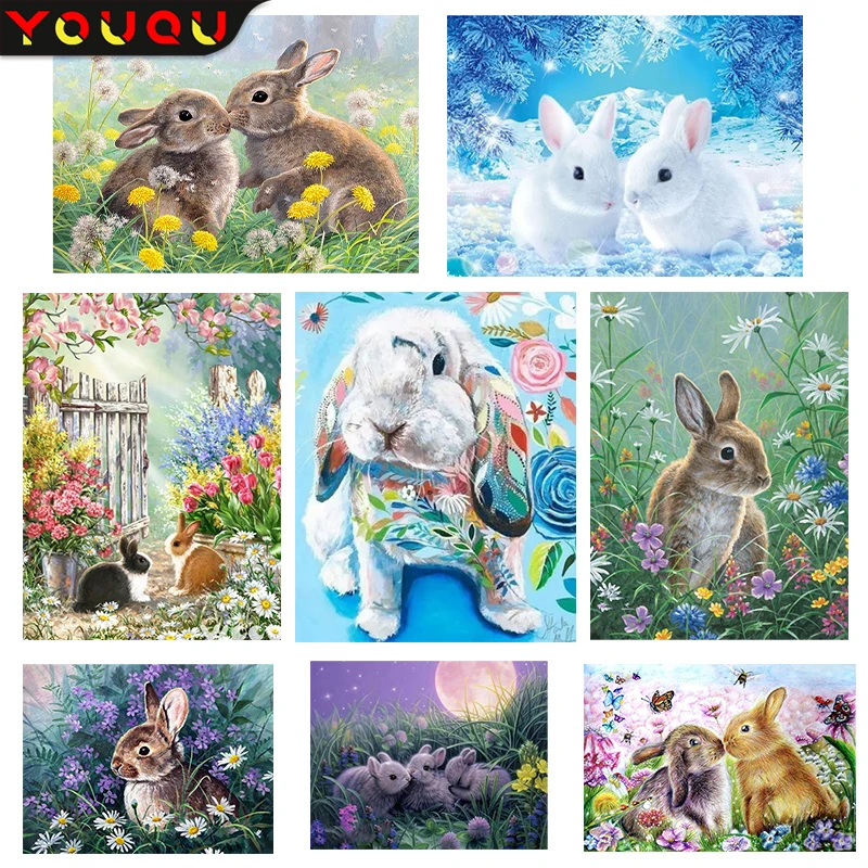 Diy Diamond Painting Rabbit Diamond Embroidery Animals Bunny Diamond ...