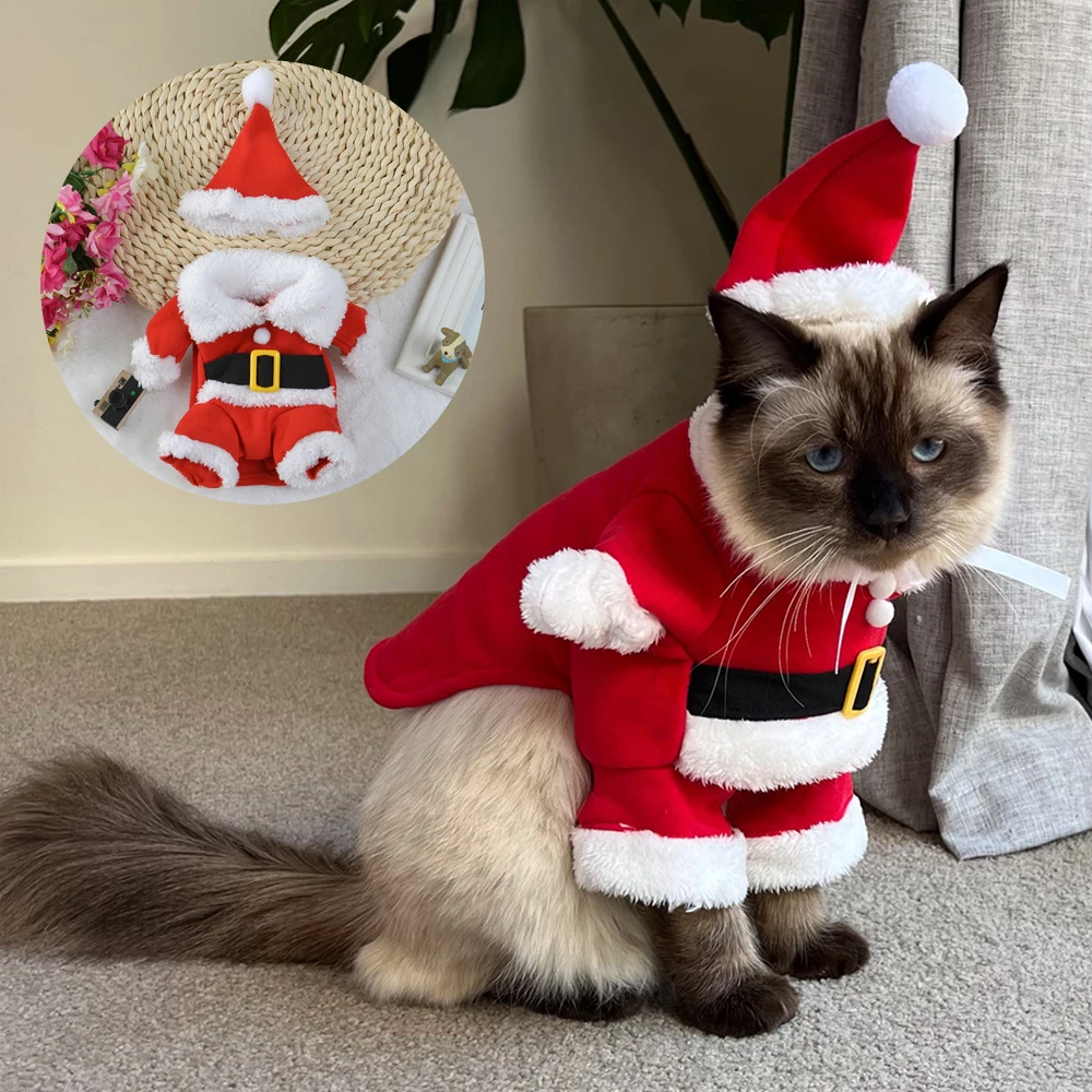 Christmas Costume For Cats Dogs New Year Santa Claus Clothes Puppy ...
