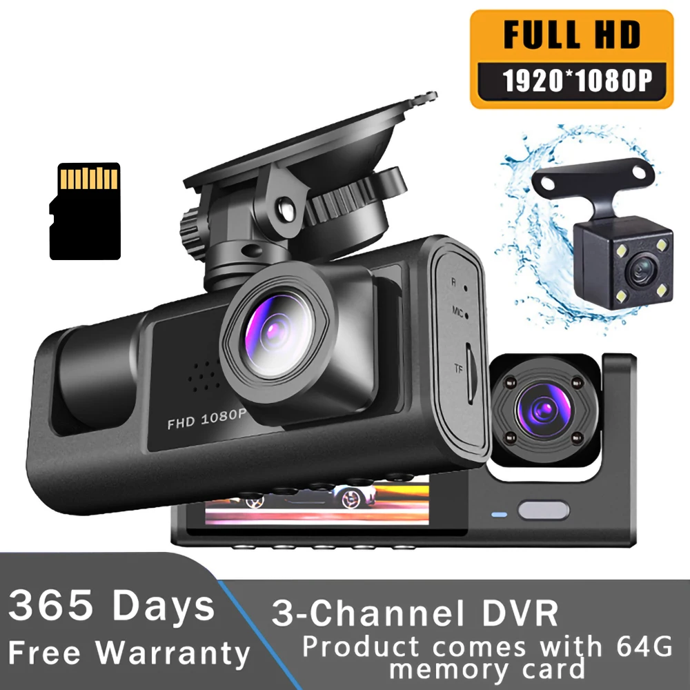 3-Channel-Car-DVR-HD-1080P-3-Lens-Inside-Vehicle-Dash-CamThree-Way ...