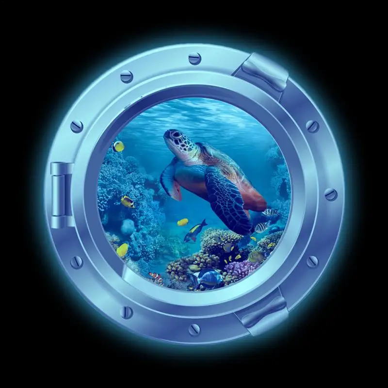 Creative 3D Vision Luminous Porthole Wall Sticker Self-adhesive Glow ...