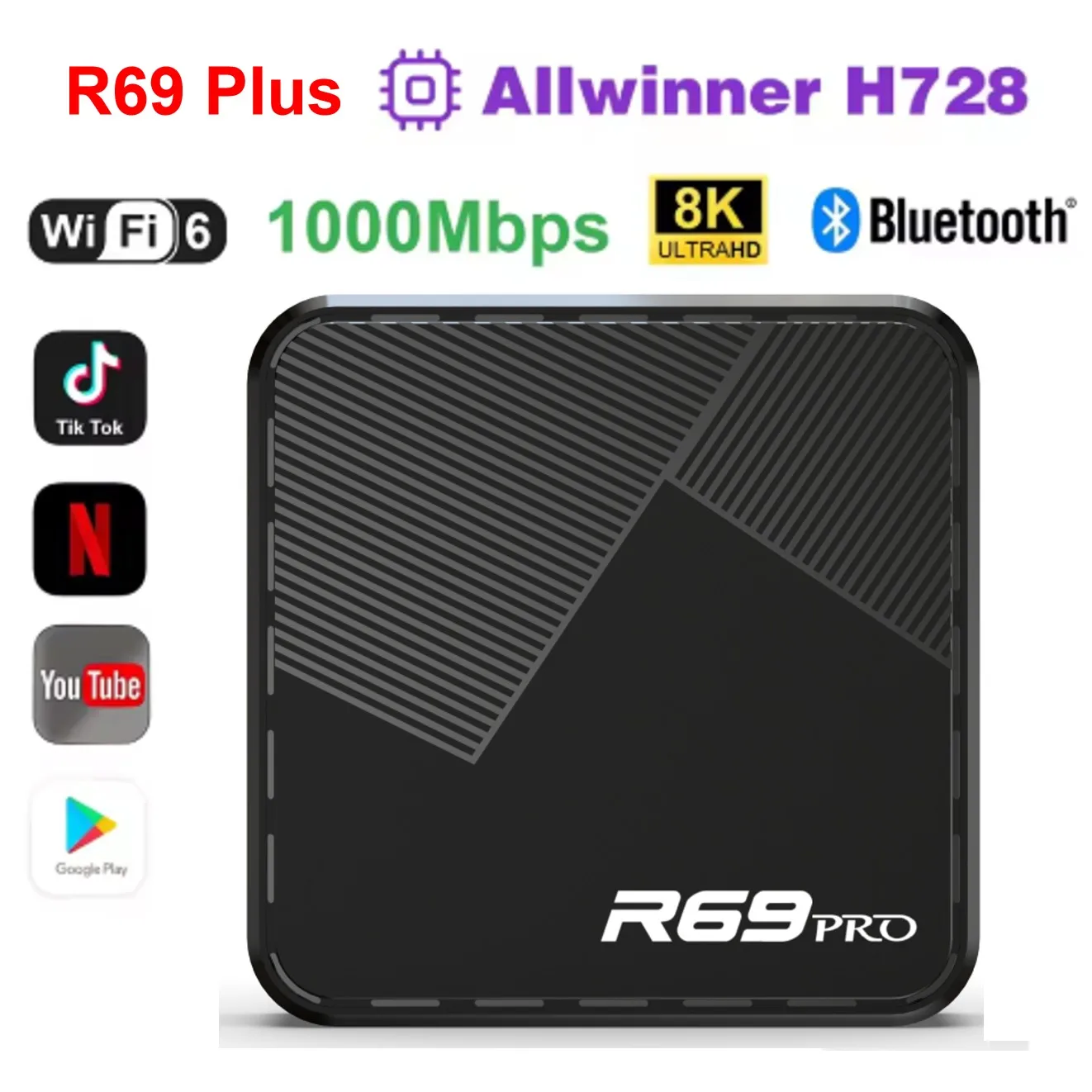 R69 Pro Android 14.0 Smart TV box Allwinner H728 Octa-core Wifi6 1000M ...
