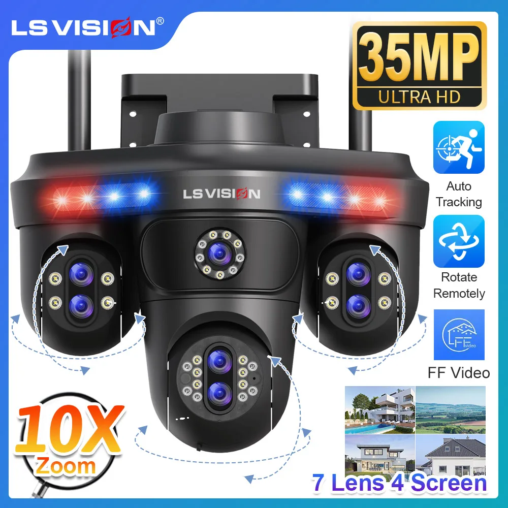 LS VISION 35MP Four Screens WiFi Security Camera Outdoor Seven Lens ...