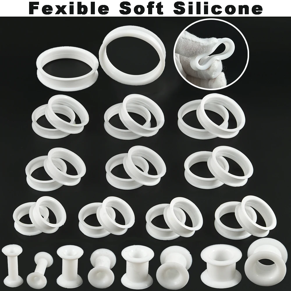 PAIR-Silicone-Flexible-Double-Flared-Ear-Plugs-Hollow-Ear-Flesh-Tunnel ...