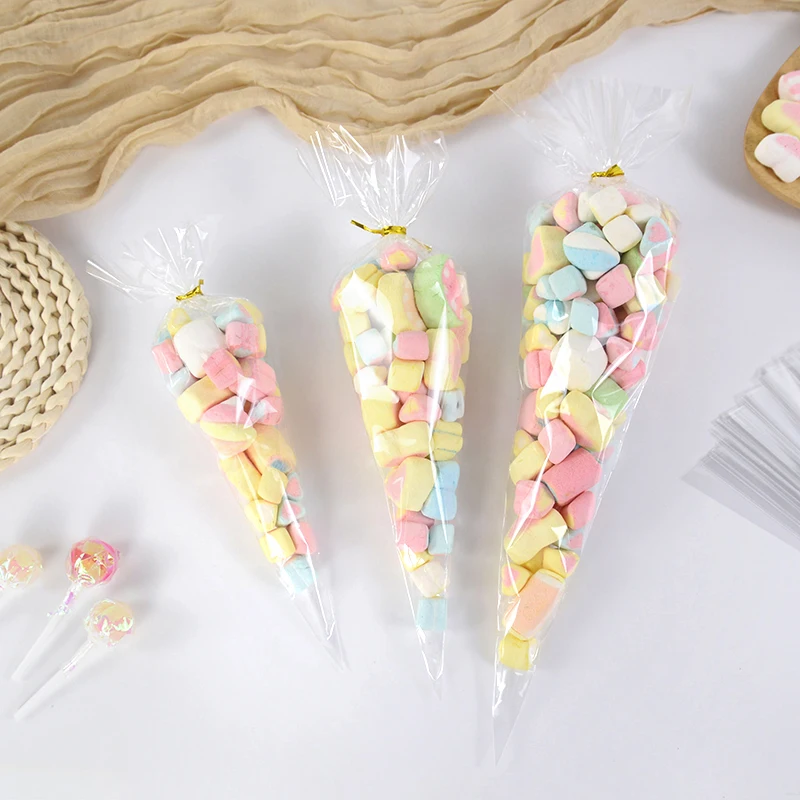 50Pcs Transparent Candy Popcorn Packing Bag Plastic Cellophane Cookie ...