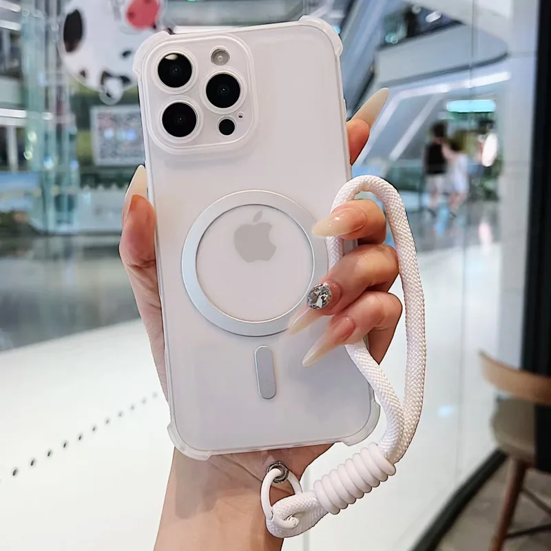 Magnetic Wrist Strap Candy Phone Case For iPhone 17 16 15 14 13 12 11 ...