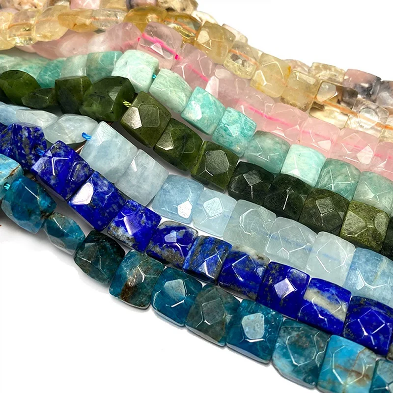 5x10x10mm-Natural-Faceted-Flat-Square-Shape-Stone-Gemstone-Loose-Beads ...